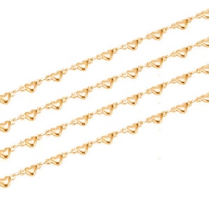 1 Meter Stainless Steel Solid Heart Chain, Soldered Handmade Heart Link ...