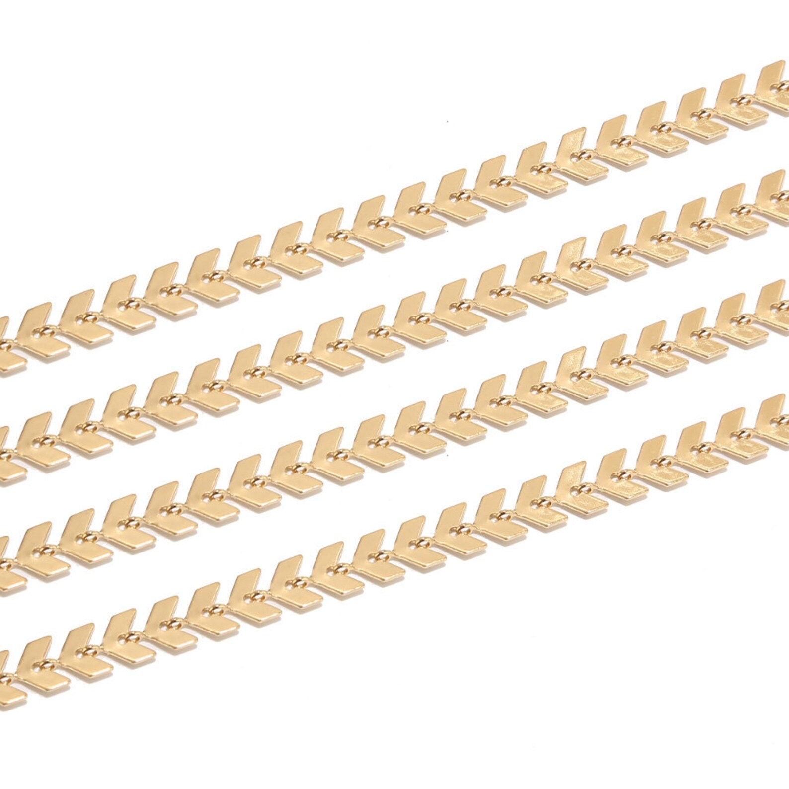 1 Meter 6mm Width Stainless Steel Fishbone Link Chain Gold Herringbone ...