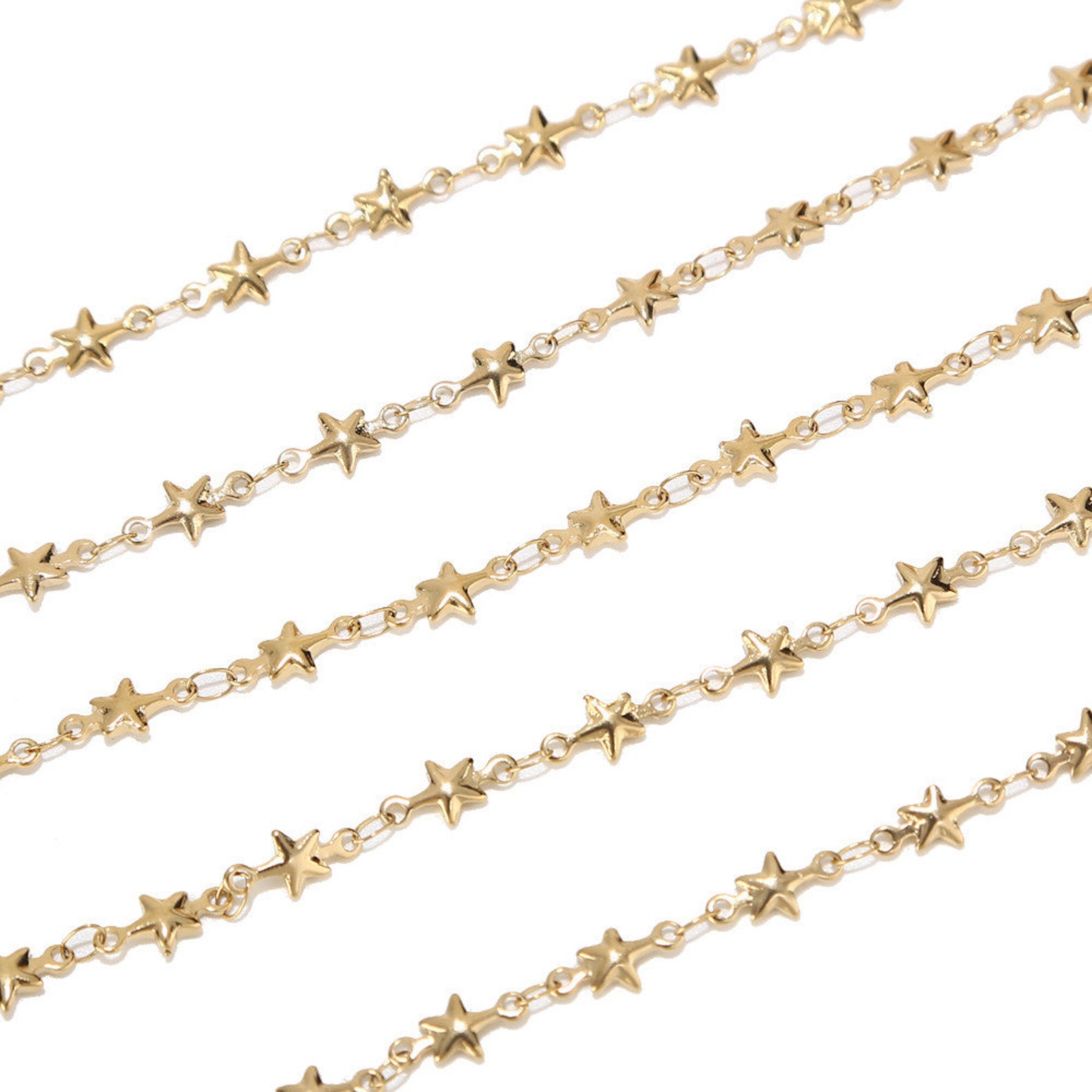 1M/5M/10M Handmade Soldered Star Chain Gold Plated Stainless Steel Star ...