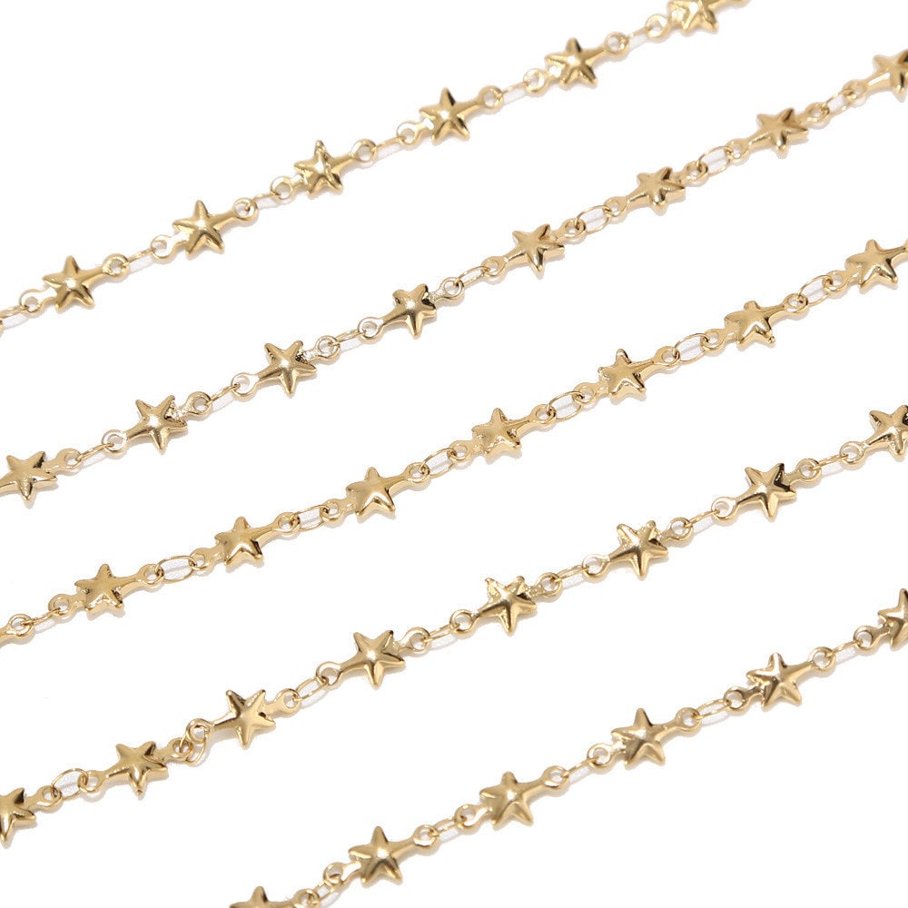 1M/5M/10M Handmade Soldered Star Chain Gold Plated Stainless Steel Star ...