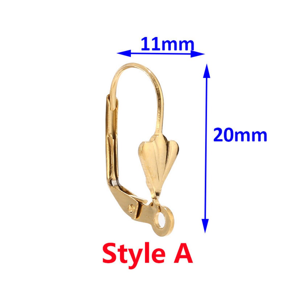 Stainless Steel 18K Gold Plated French Lever Back Earrings Open Loop ...