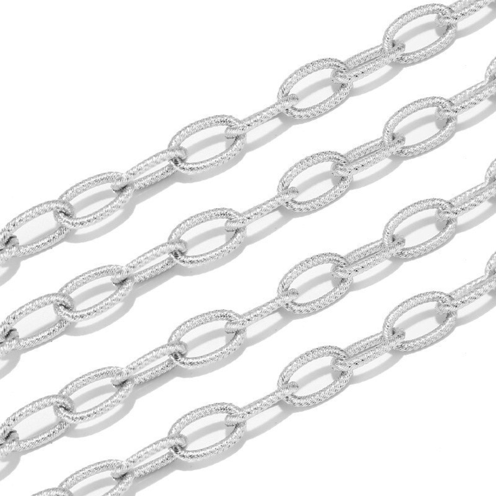 1M/5M Stainless Steel 9x15mm Textured Rolo Link Chain, 18K Gold Plated ...