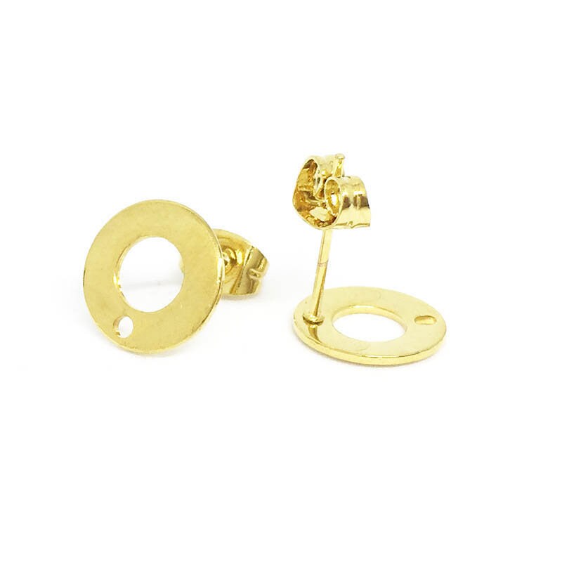 Stainless Steel 10mm Gold Ear Posts With Loops Hollow Round - Etsy