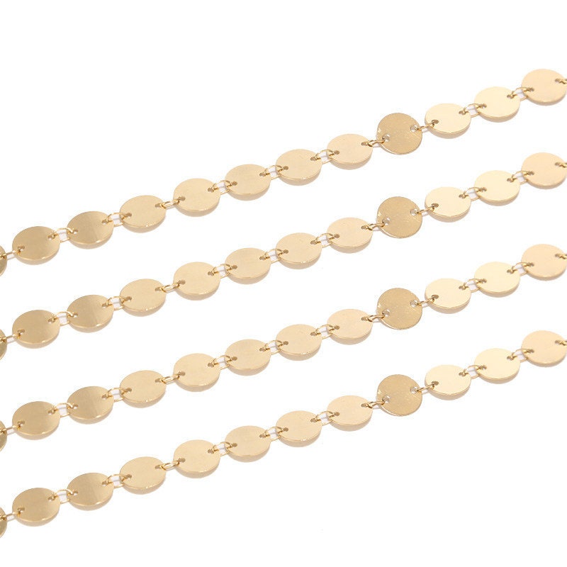 1M Stainless Steel Gold Round Disc Chains 6mm/8mm Handmade - Etsy