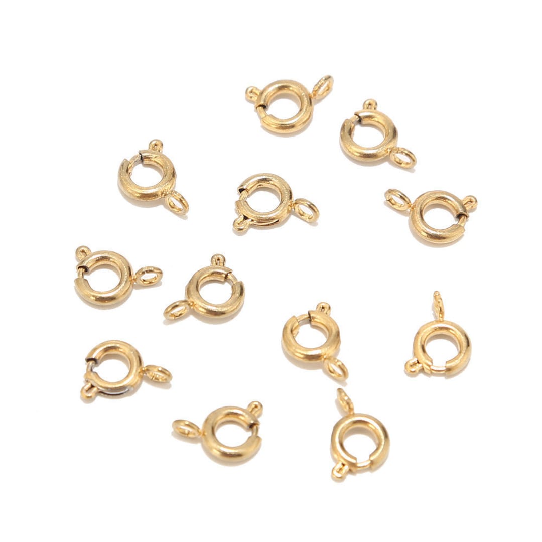 10pcs Stainless Steel 18K Gold Plated Spring Ring Jewelry Clasp 6.0mm ...