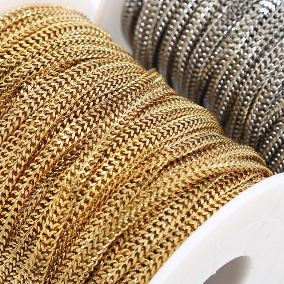 Stainless Steel Gold Flat Net Chain 5mm Double Layer Link - Etsy