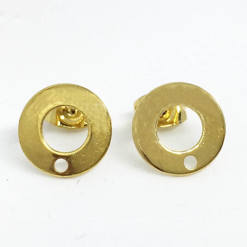 Stainless Steel 10mm Gold Ear Posts With Loops Hollow Round - Etsy