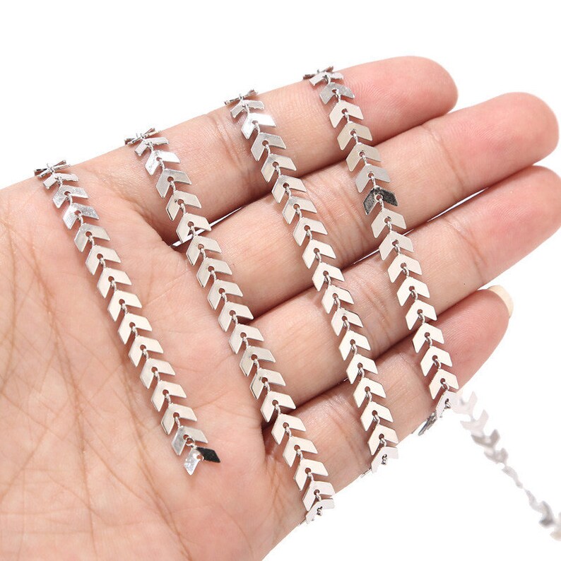 Buy 1 Meter 6mm Width Stainless Steel Chevron Link Chain Gold Online in ...