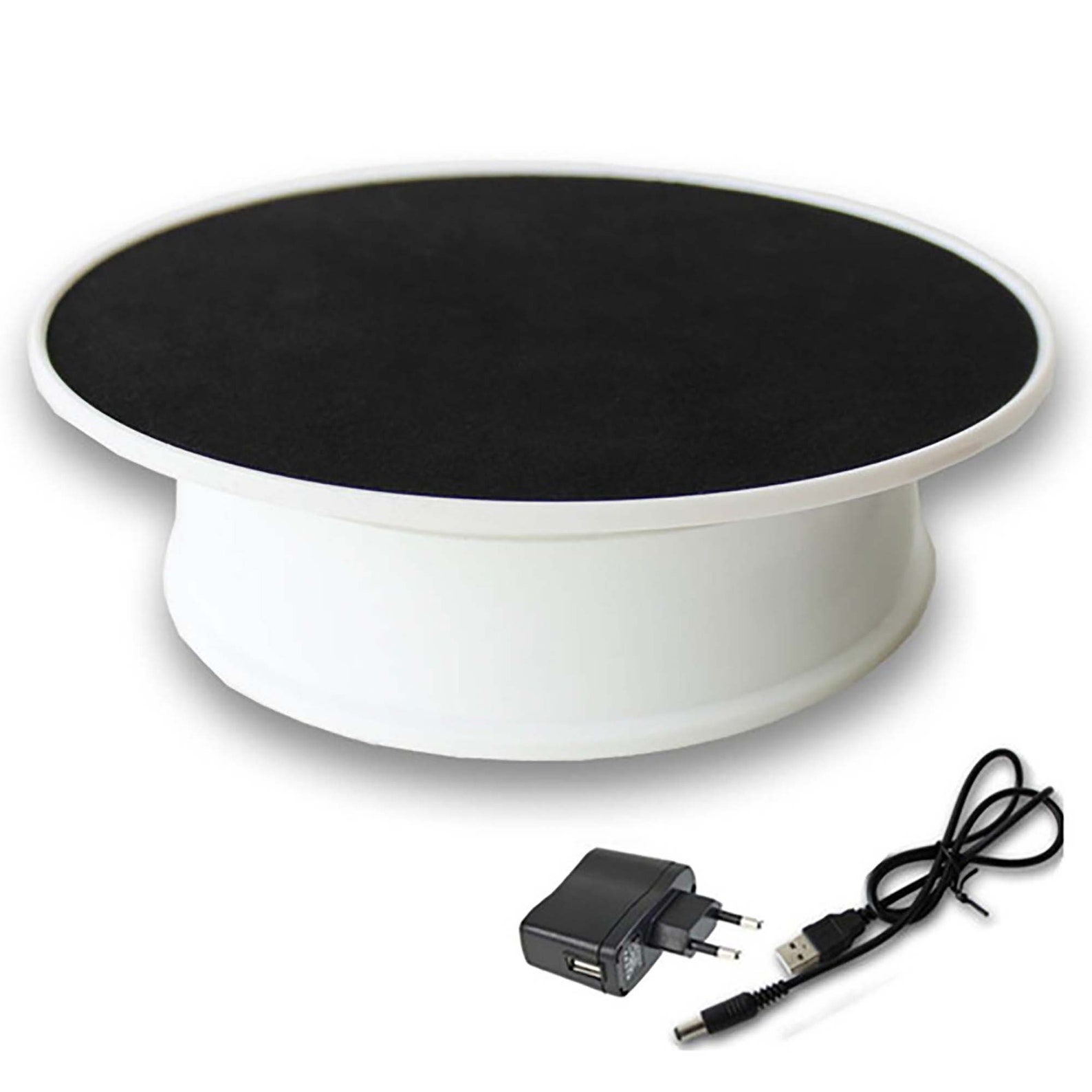 8in Stylish Black Velvet Top Electric Motorized Rotary Rotating Display ...