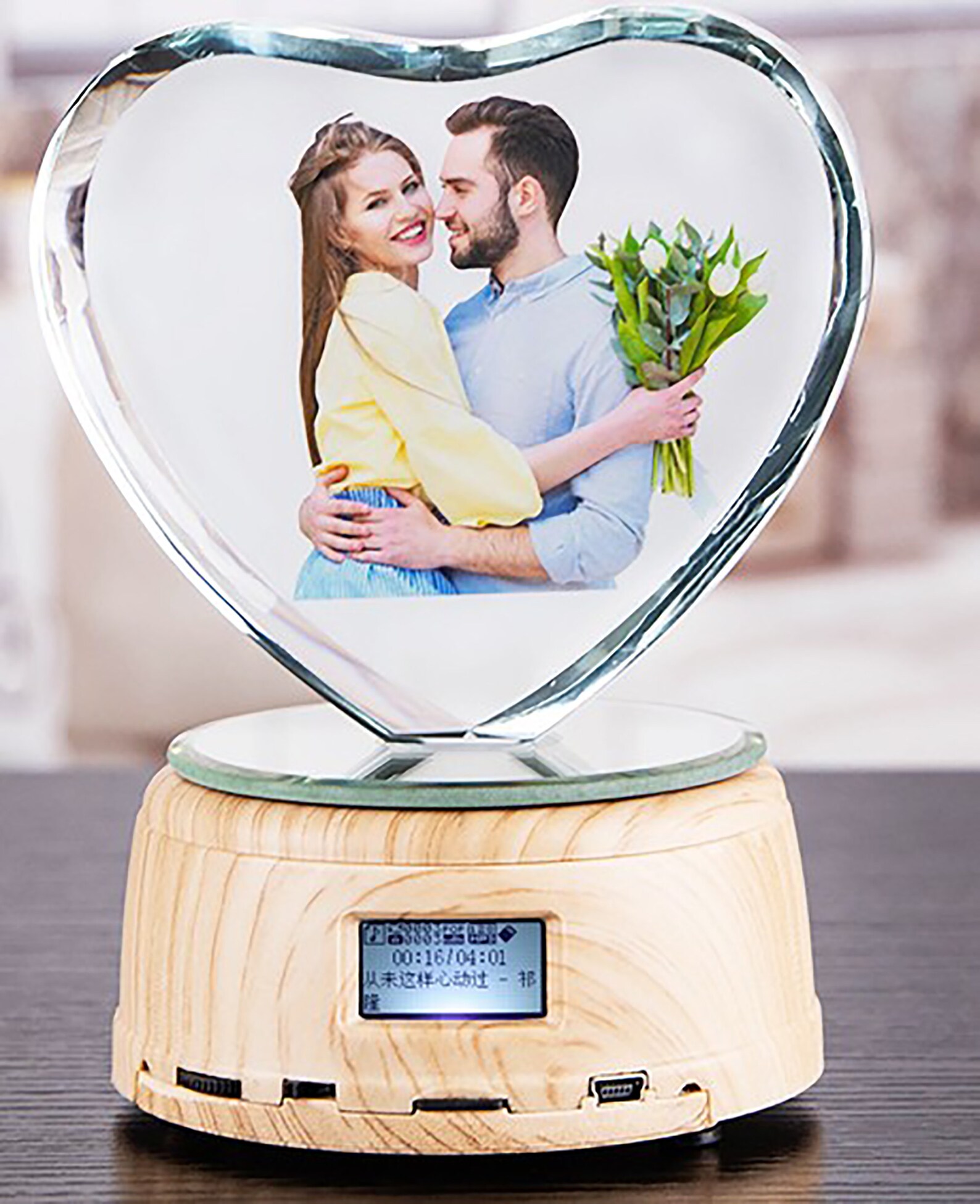 Personalized Photo Rotating Music Box With Crystal Bluetooth - Etsy