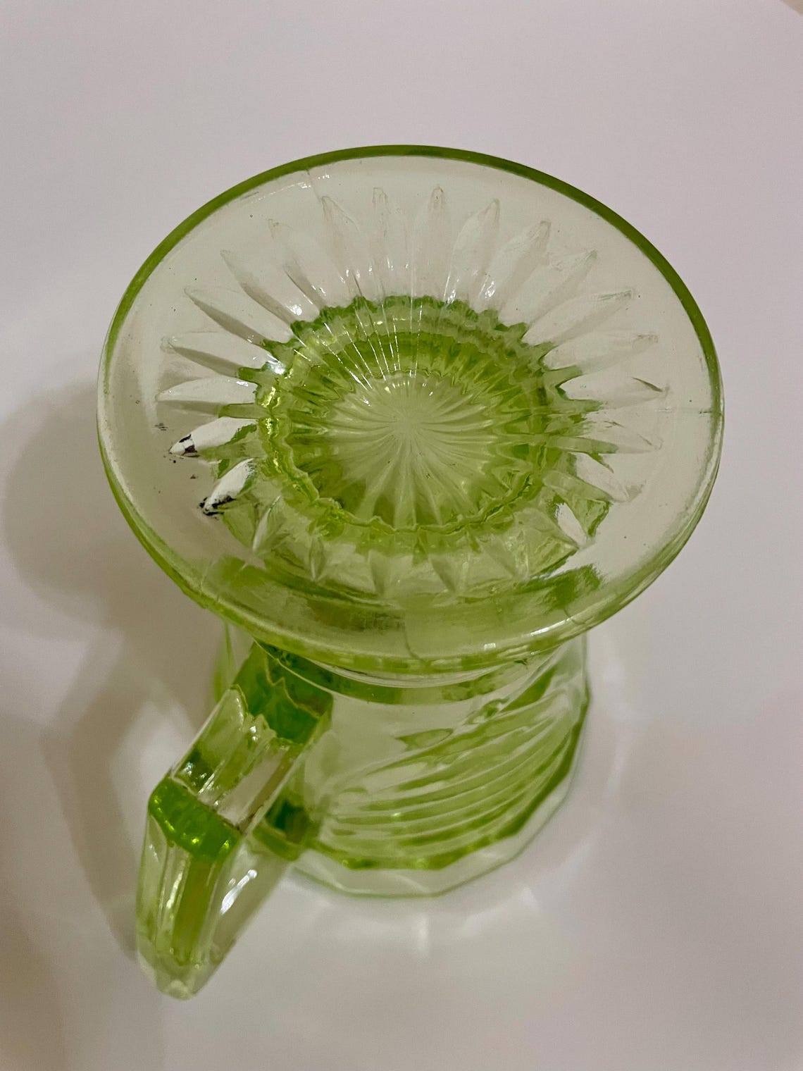 Sowerby Ellison Glass Uranium/vaseline Glass Green Pitcher 7" Tall - Etsy