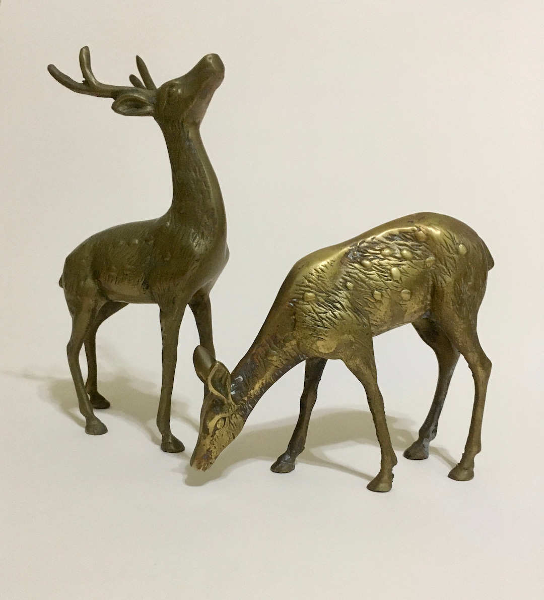 Brass Deer Pair Buck and Doe Figurines - Etsy