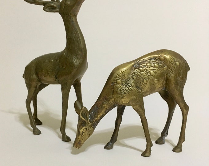 Vintage Brass Deer Figurines, Large Brass Deer, Mid Century Decor ...
