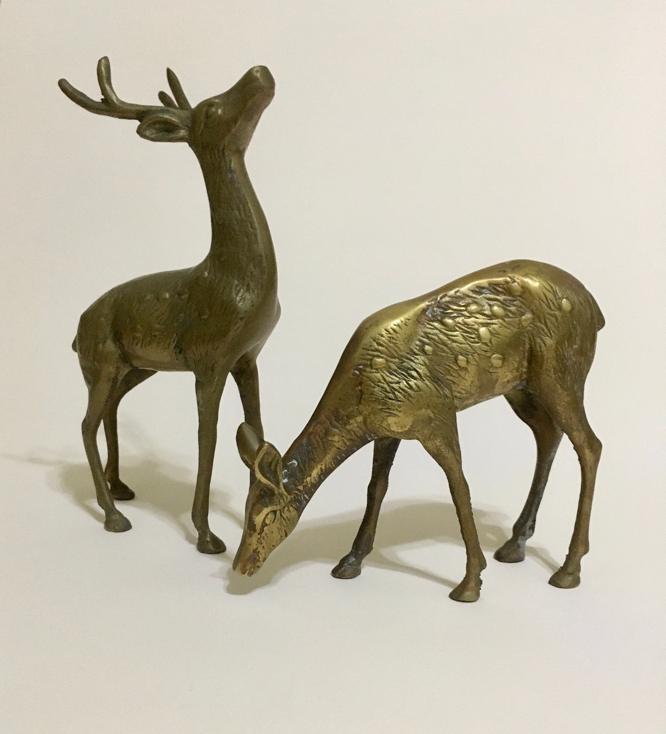 Brass Deer Pair Buck and Doe Figurines - Etsy