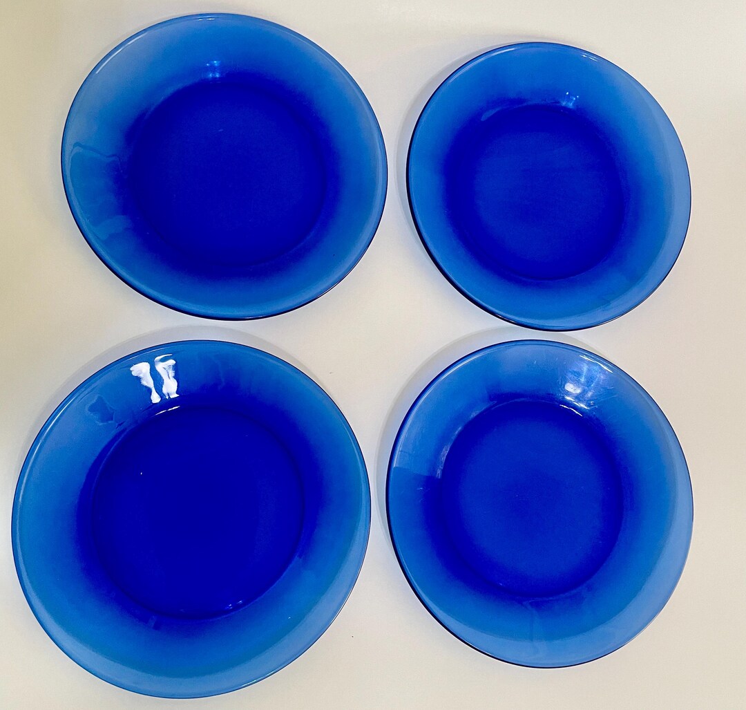 Cobalt Blue Glass Dinner/salad Plates Set of Three (3) 10.5" or Four 7 ...