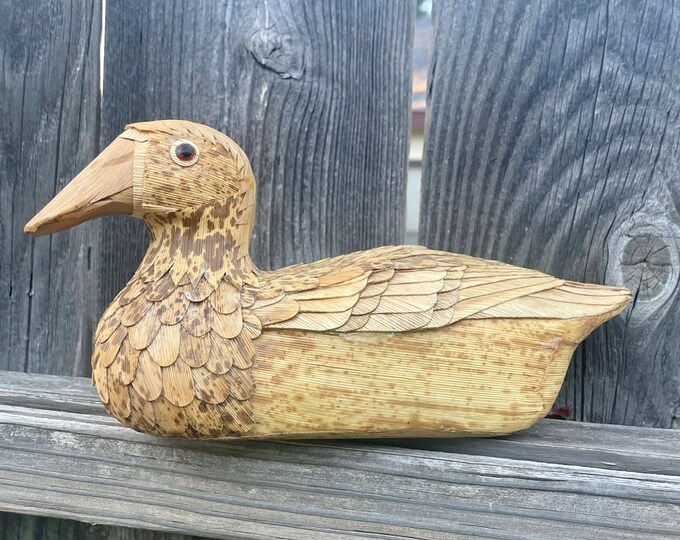Corn Husk Duck Vintage Handmade 9" Long - Etsy