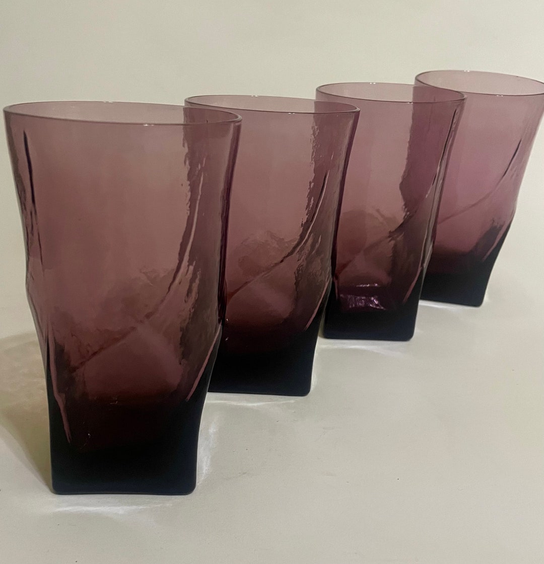 Morgantown Swirl Amethyst Drinking Glasses Set of Four Juice or ...