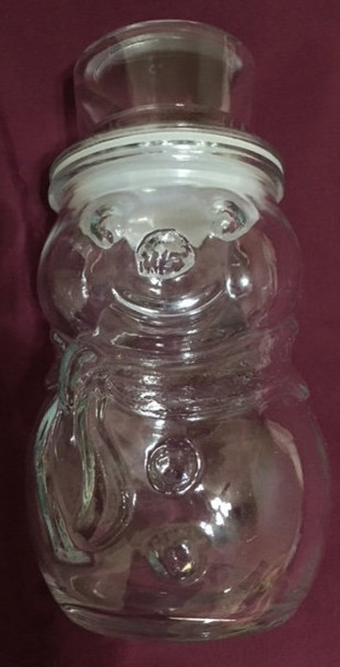 Libbey Clear Glass Snowman Jar With Lid - Etsy