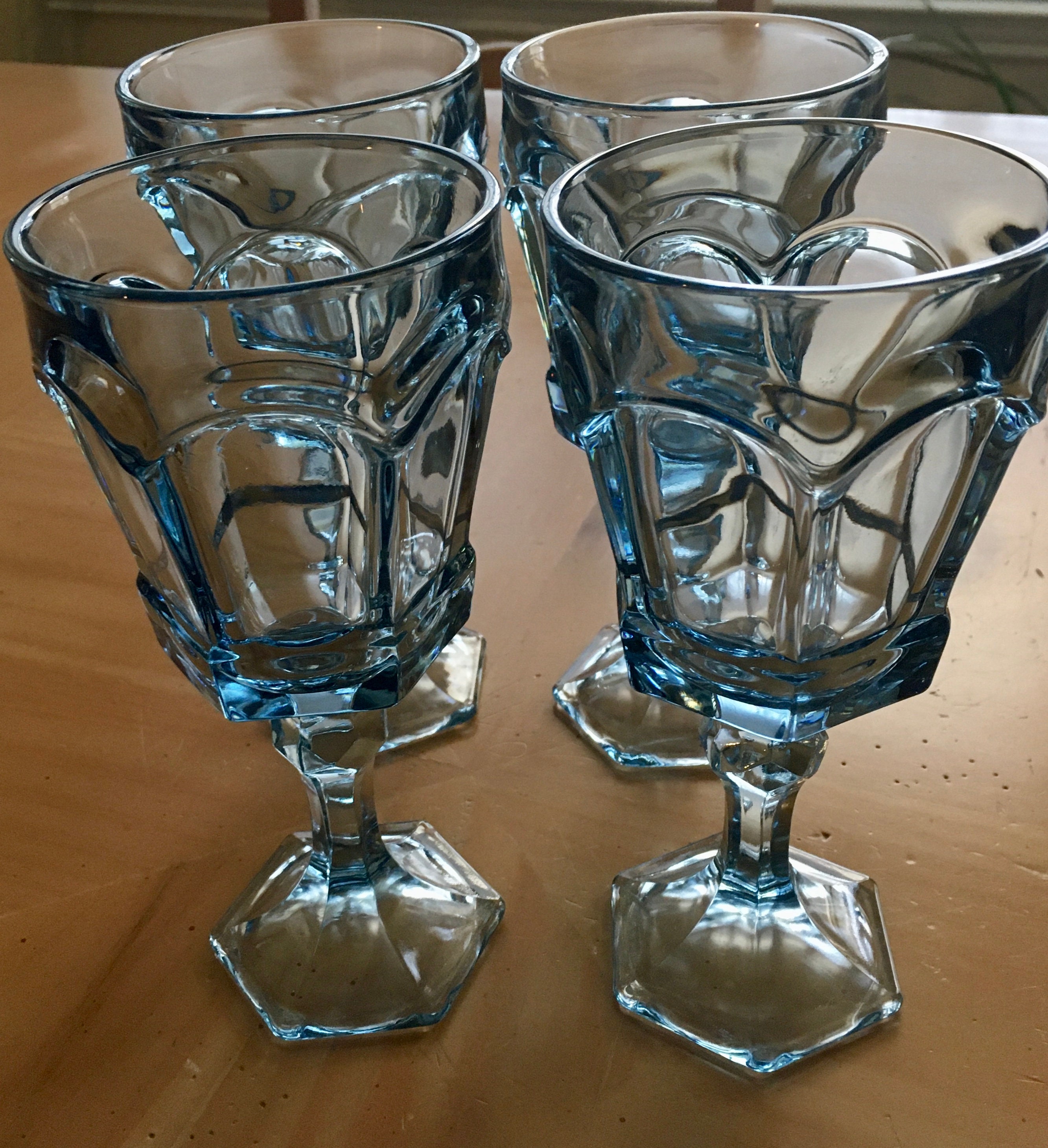 Fostoria Virginia Water Goblet Set of Four Light Blue 7 1/4