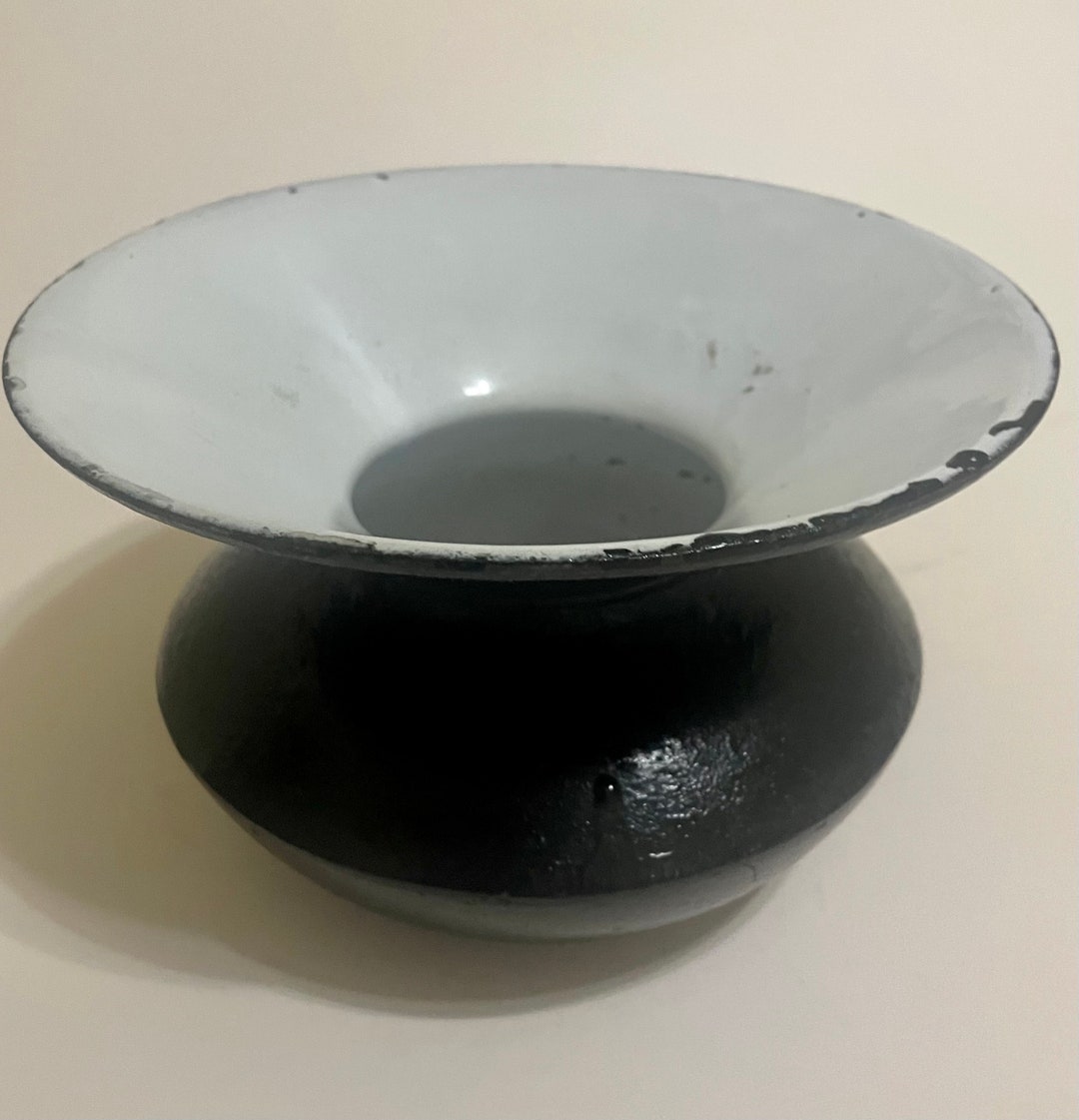 Antique Cast Iron Cuspidor White and Black Enamel - Etsy