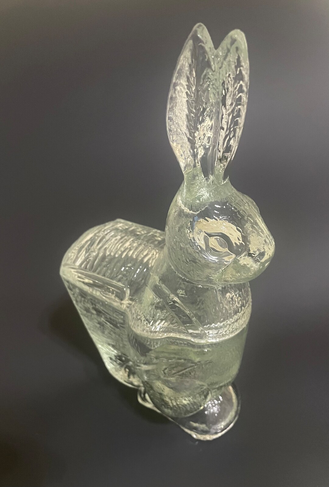 Zabkowice Glass Works Poland Clear Glass Rabbit Covered Candy Dish - Etsy
