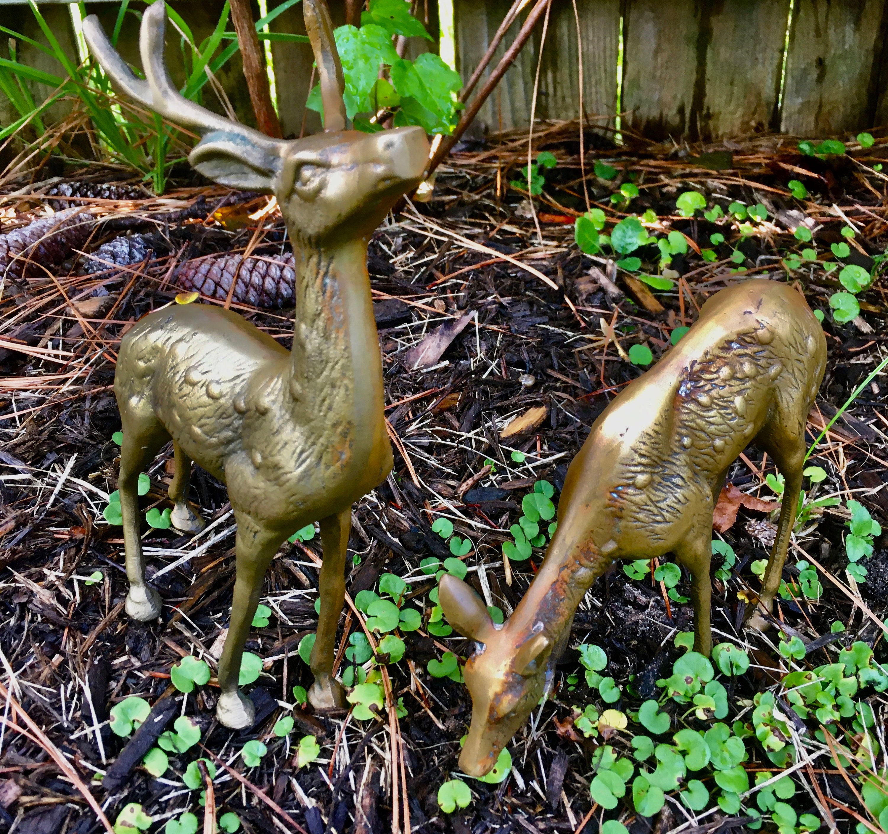 Brass Deer Pair Buck and Doe Figurines - Etsy