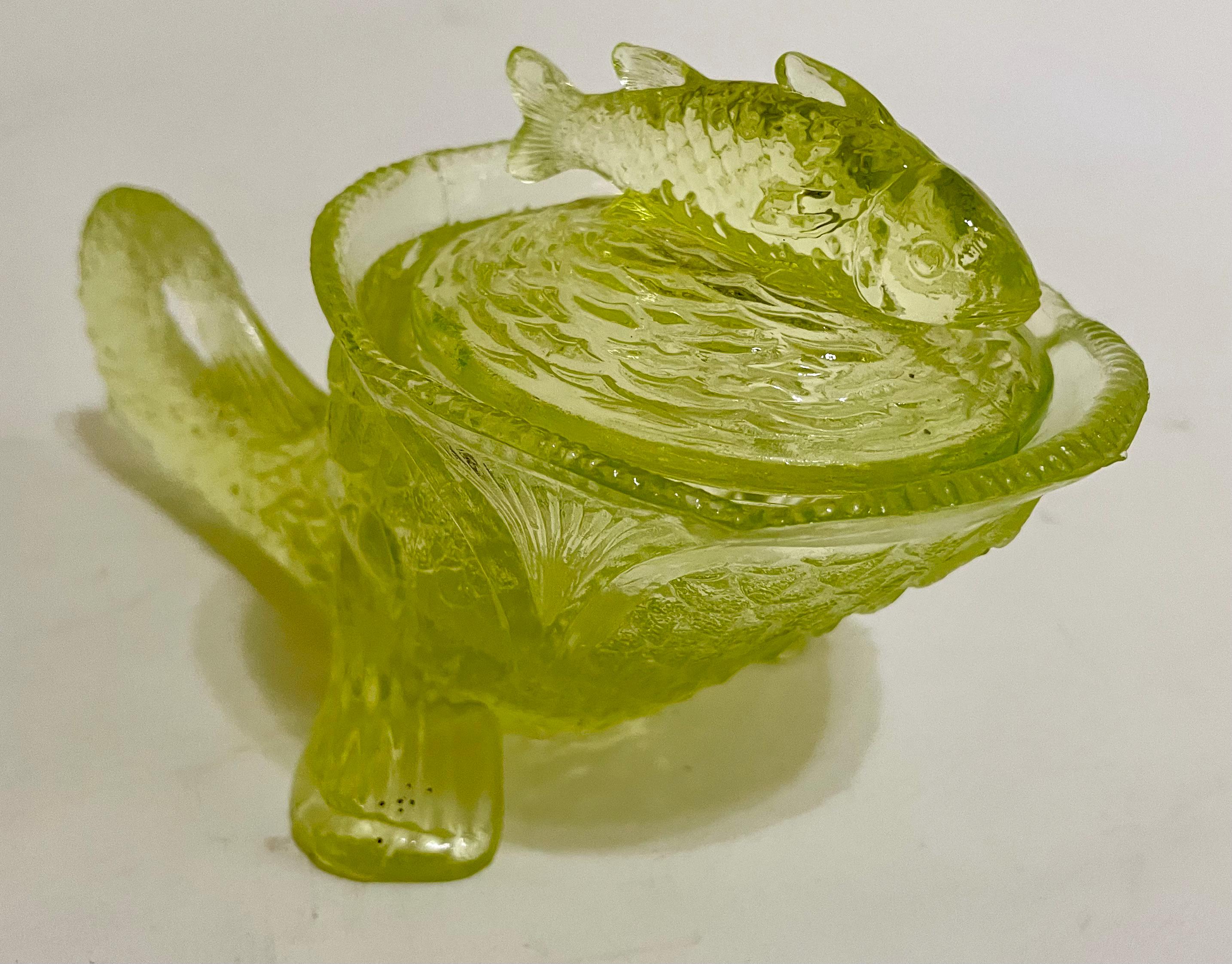 Vaseline Glass Kemple Dolphin Candy Dish - Etsy