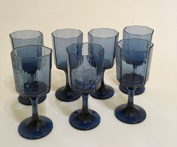 Set Of 6 Blue Textured Drinking Glasses Drinkware Drink And Barware Pe