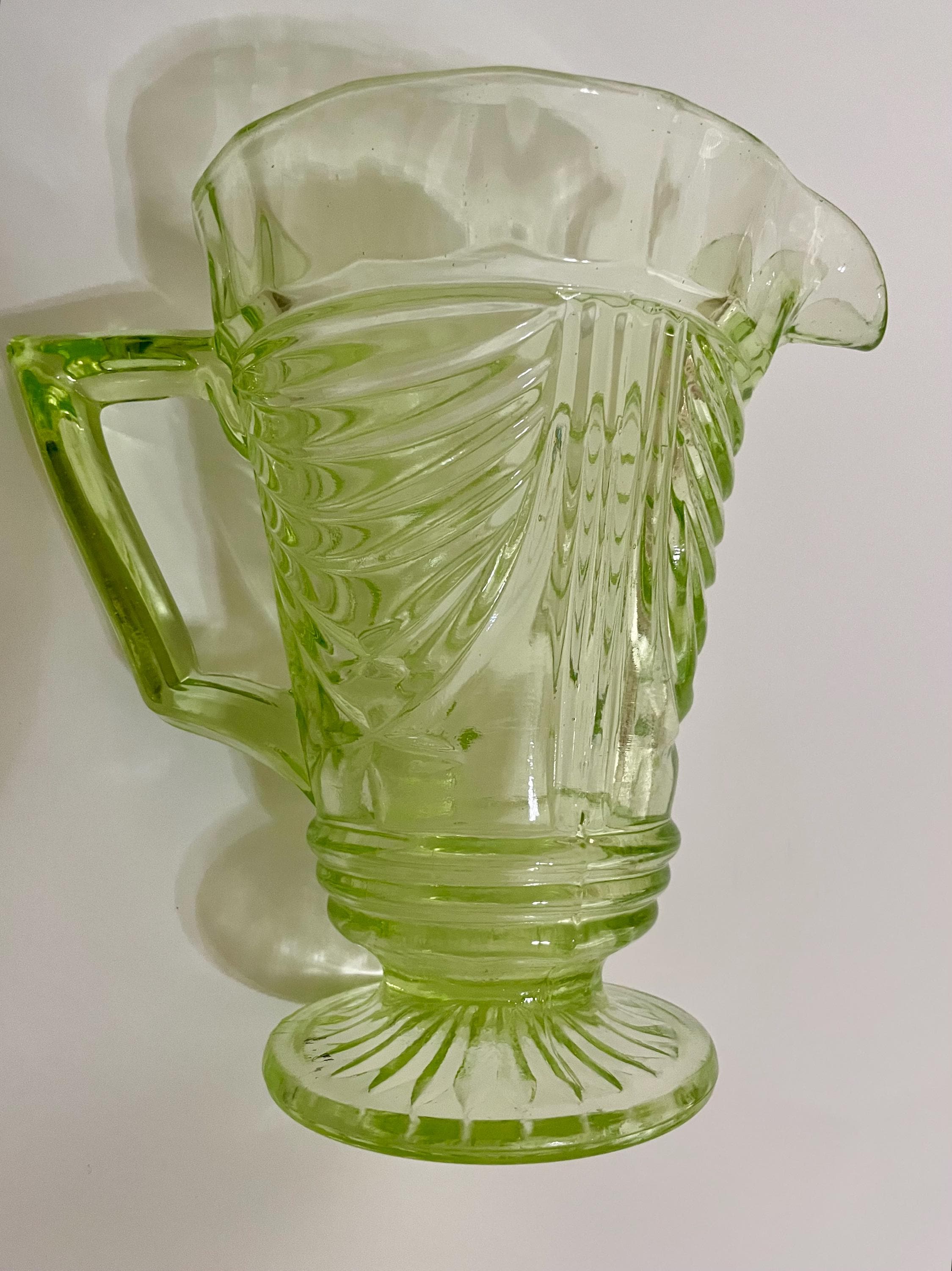 Sowerby Ellison Glass Uranium/vaseline Glass Green Pitcher 7" Tall - Etsy