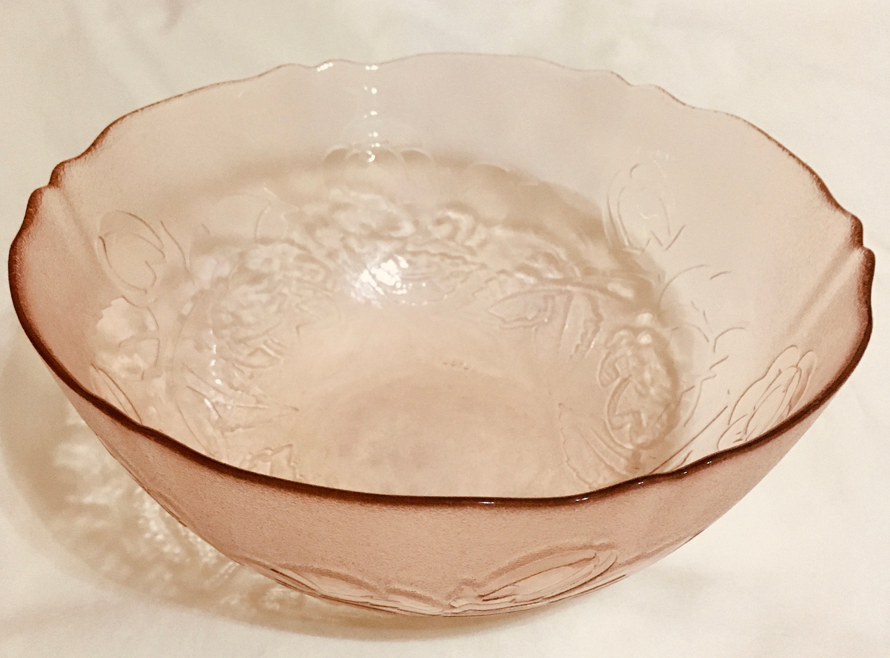 Arcoroc France Pink Rosaline Pattern Serving Bowl 9 - Etsy
