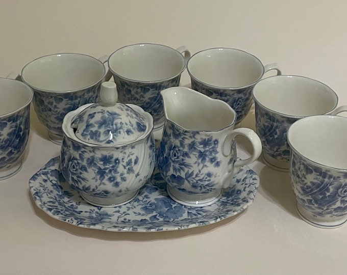 Nikko Chatham Footed Cup and Saucer Set Made in Japan Blue and White ...