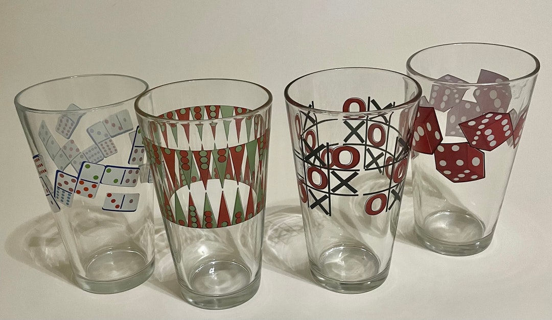 Board Game Themed Retro Beverage Glasses Set of 4 - Etsy