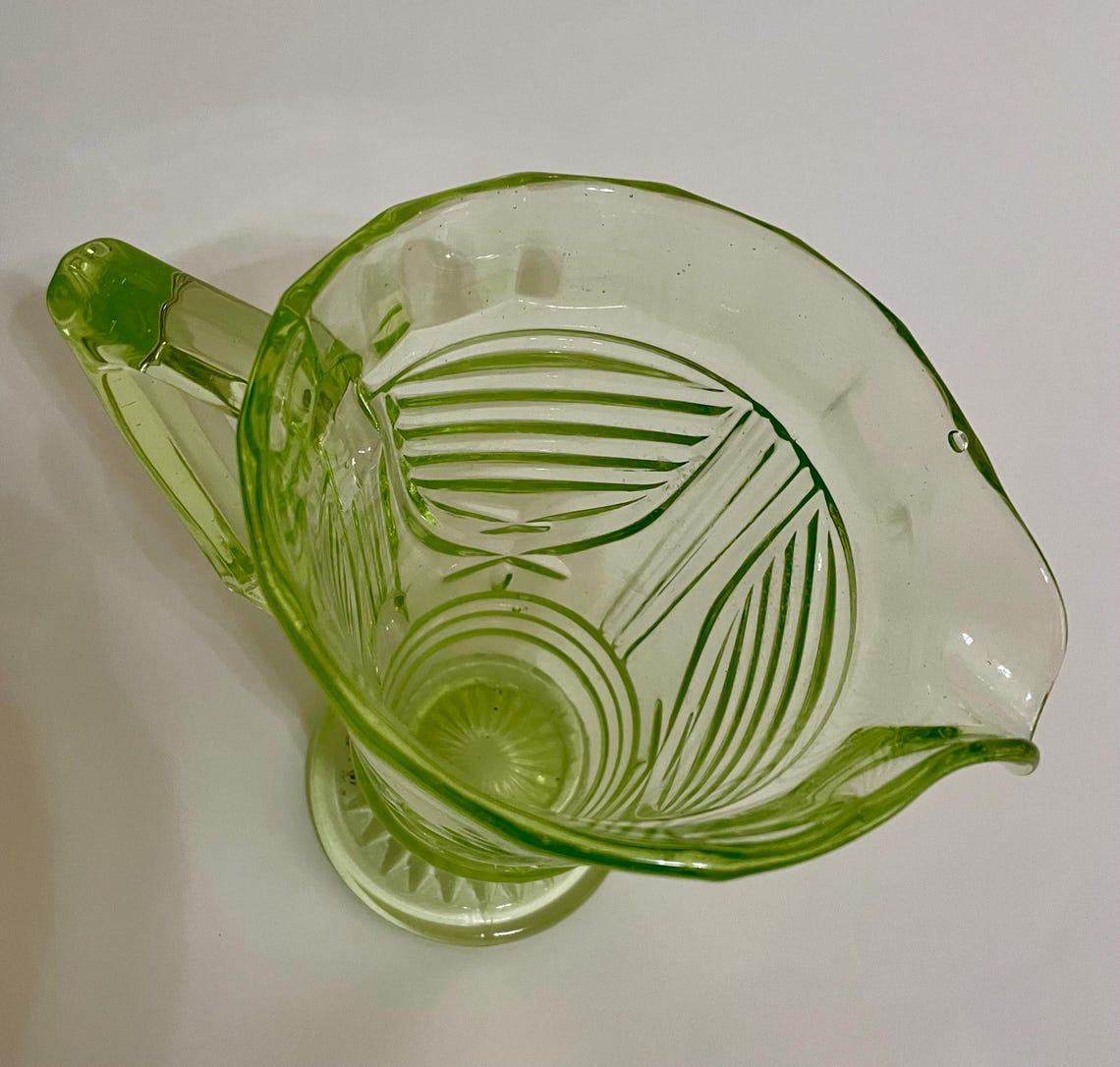 Sowerby Ellison Glass Uranium/vaseline Glass Green Pitcher 7" Tall - Etsy