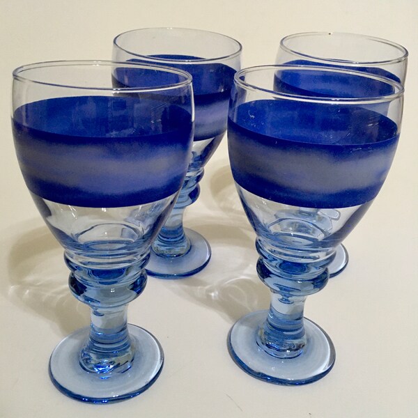 Blue Water Goblets - Etsy