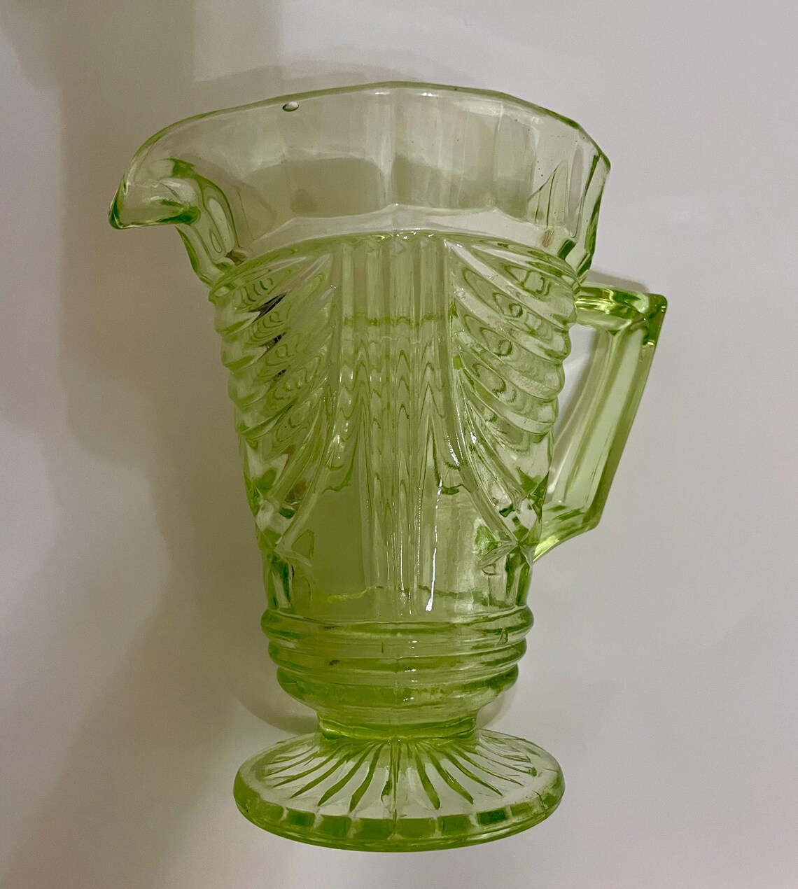Sowerby Ellison Glass Uranium/vaseline Glass Green Pitcher 7" Tall - Etsy