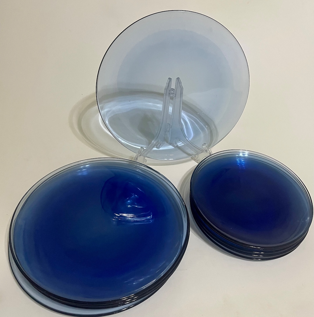 Cobalt Blue Glass Plates Dinner 10 1/4" and Salad 7 3/4" Individual ...