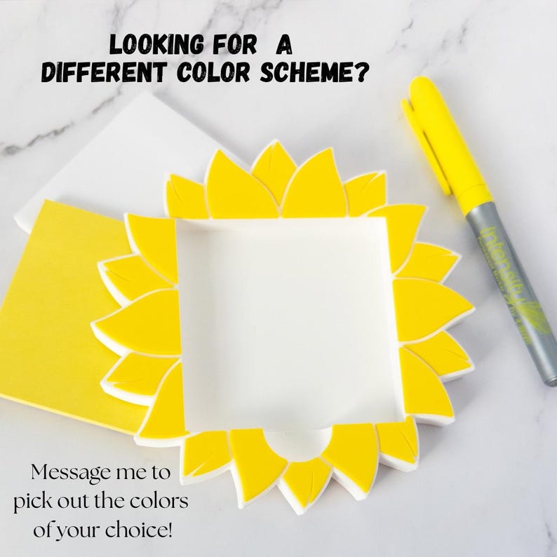 Sunflower Sticky Note Holder | 3D Printed Flower Desk Decor - Etsy