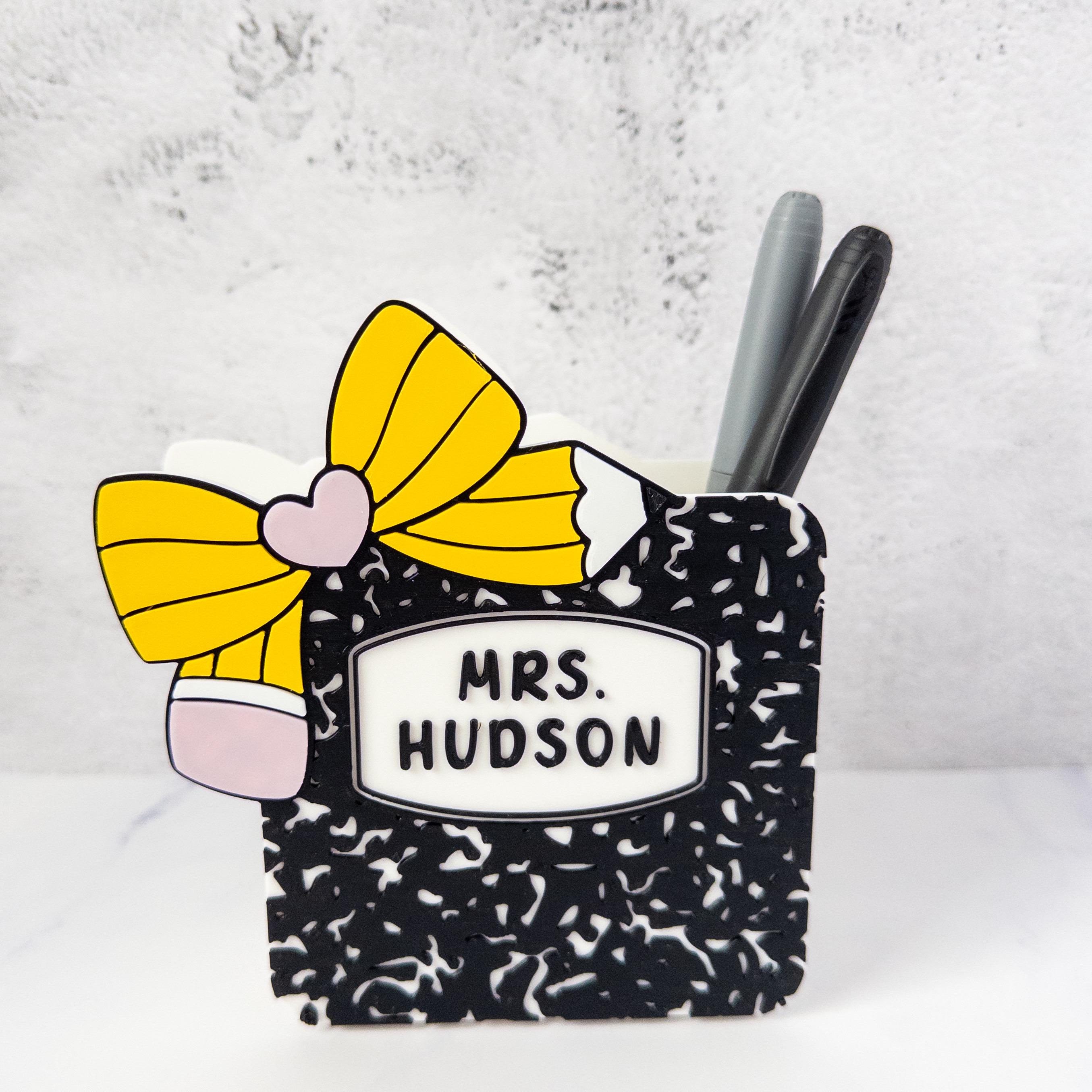 Composition Notebook Bow Pen Holder Desk Organizer Teacher Gift ...