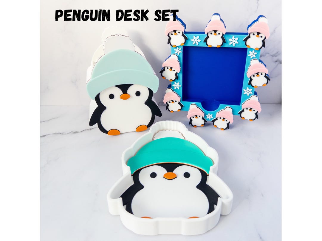 Penguin Desk Set | Animal Cubicle Bundle | Fun Workspace - Etsy