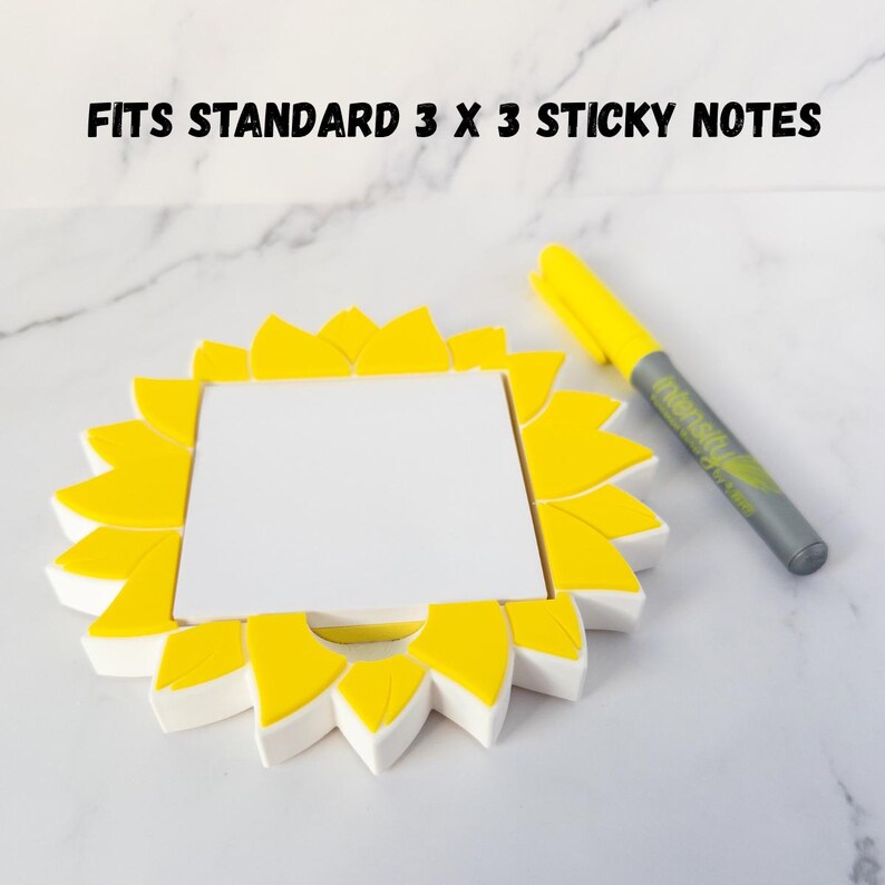 Sunflower Sticky Note Holder | 3D Printed Flower Desk Decor - Etsy