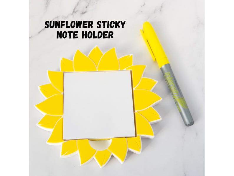 Sunflower Sticky Note Holder | 3D Printed Flower Desk Decor - Etsy
