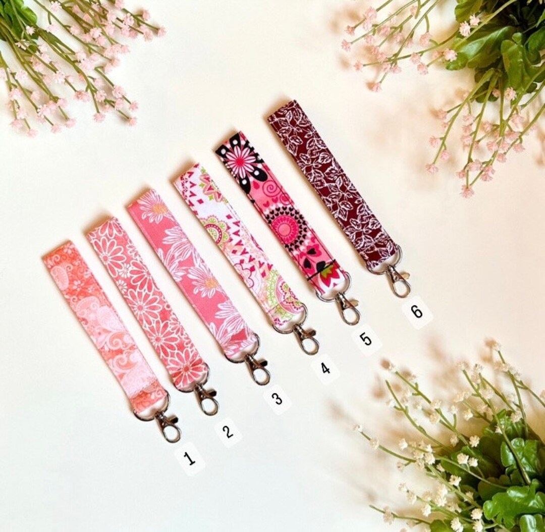 Fabric Wristlet Keychain | Handmade Key Fob | Teacher Gift | Floral ...