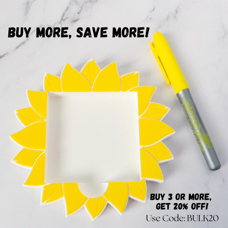 Sunflower Sticky Note Holder | 3D Printed Flower Desk Decor - Etsy