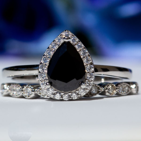 Black Diamond Ring Bridal Sets - Etsy