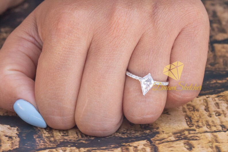 Kite Diamond Ring Set Sterling Silver stimulated Diamond | Etsy
