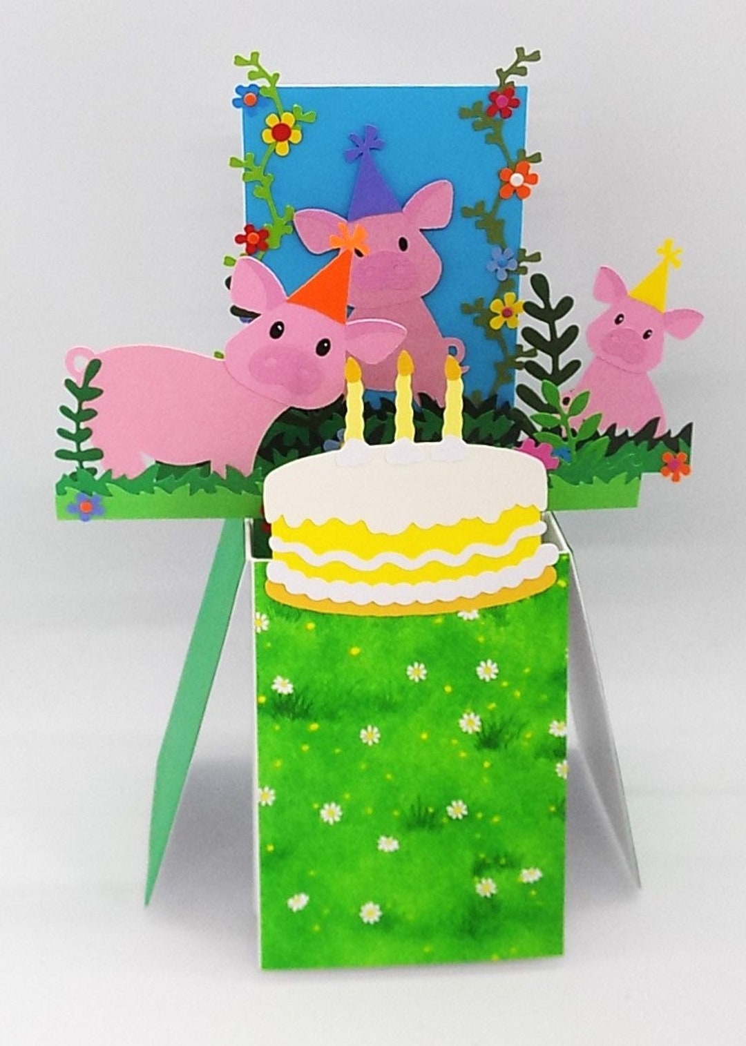 Pop up Card. Birthday Pigs Exploding Box Card. With a Piggy Party! Free ...
