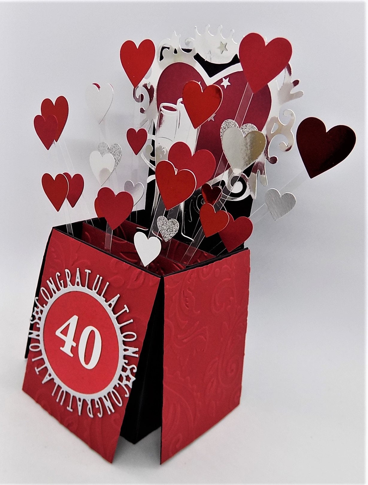Pop up Card. Ruby Wedding 40th Anniversary Exploding Box Card. - Etsy