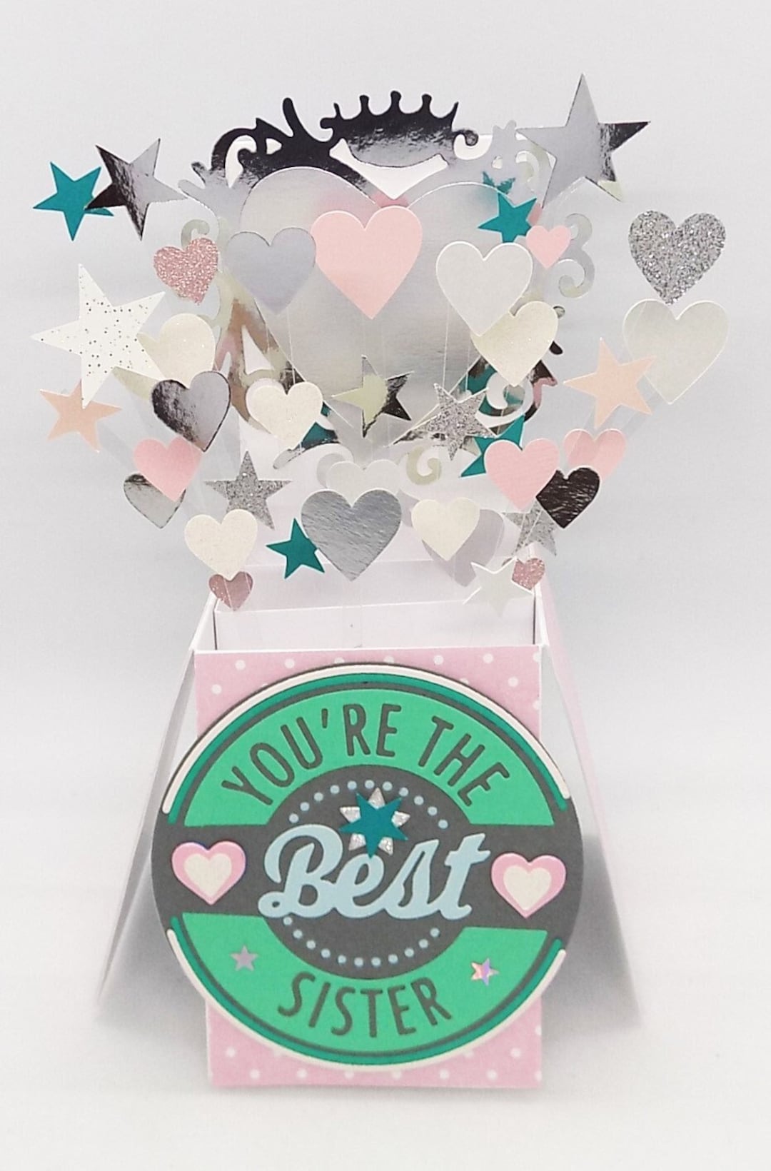 Pop up Card for Sister's Birthday, Thank You Etc. Handmade Exploding Box Card. Free Custom ...