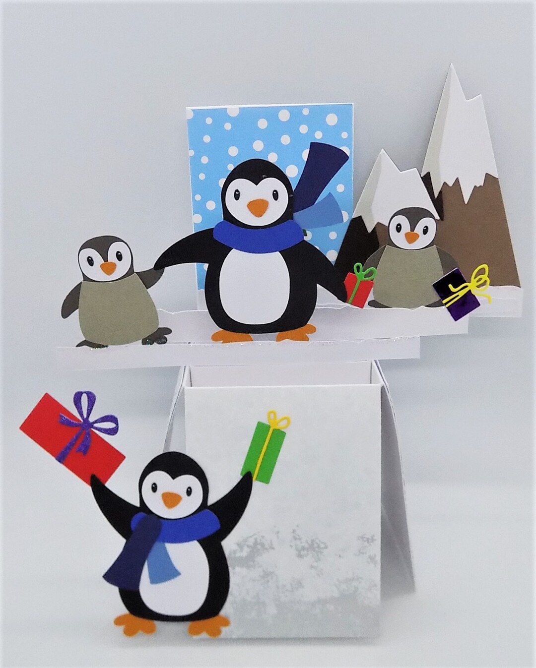 Christmas Holiday Pop up Penguin Xmas Handmade Exploding Box - Etsy UK