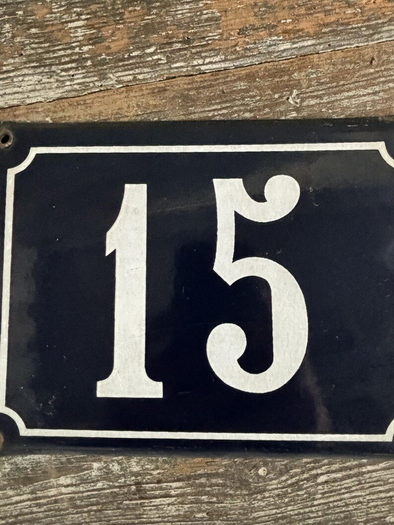 Vintage French Enamel House Door Number 15 Fifteen Sign Plaque - Etsy